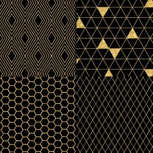 Geometric Pattern, Gold Glitter Clipart, Art Deco Overlays, Pattern ...