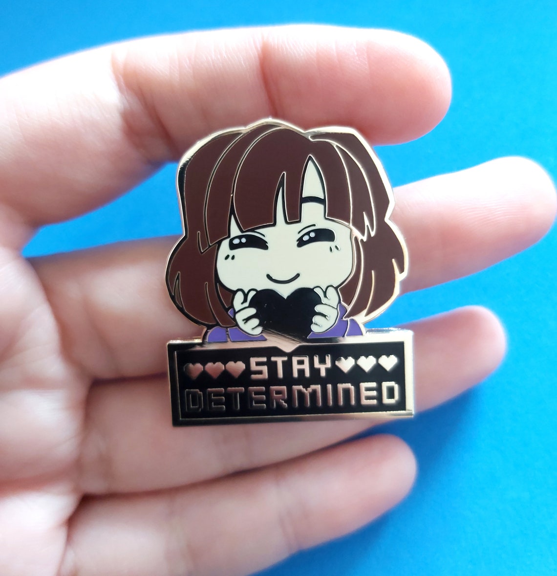 Frisk Undertale Hard Enamel Pins Stay Determined | Etsy UK