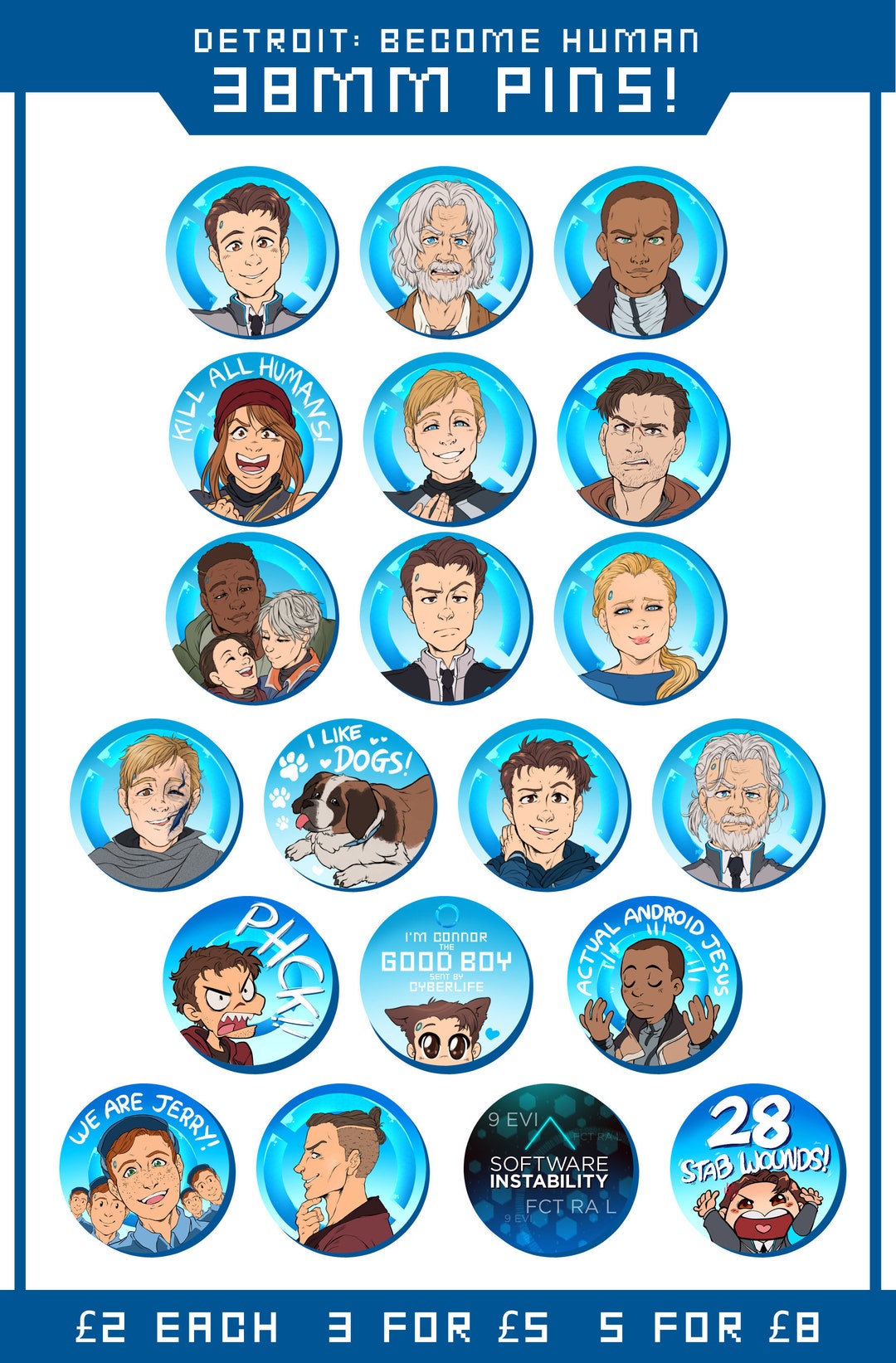 Detroit: Become Human 1.5" Badge Pins - Etsy