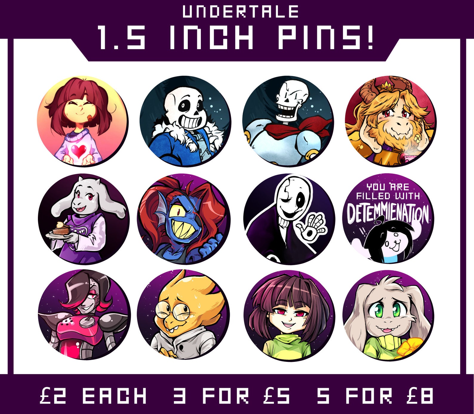 Undertale 1.5" Button Pins Badges - Etsy