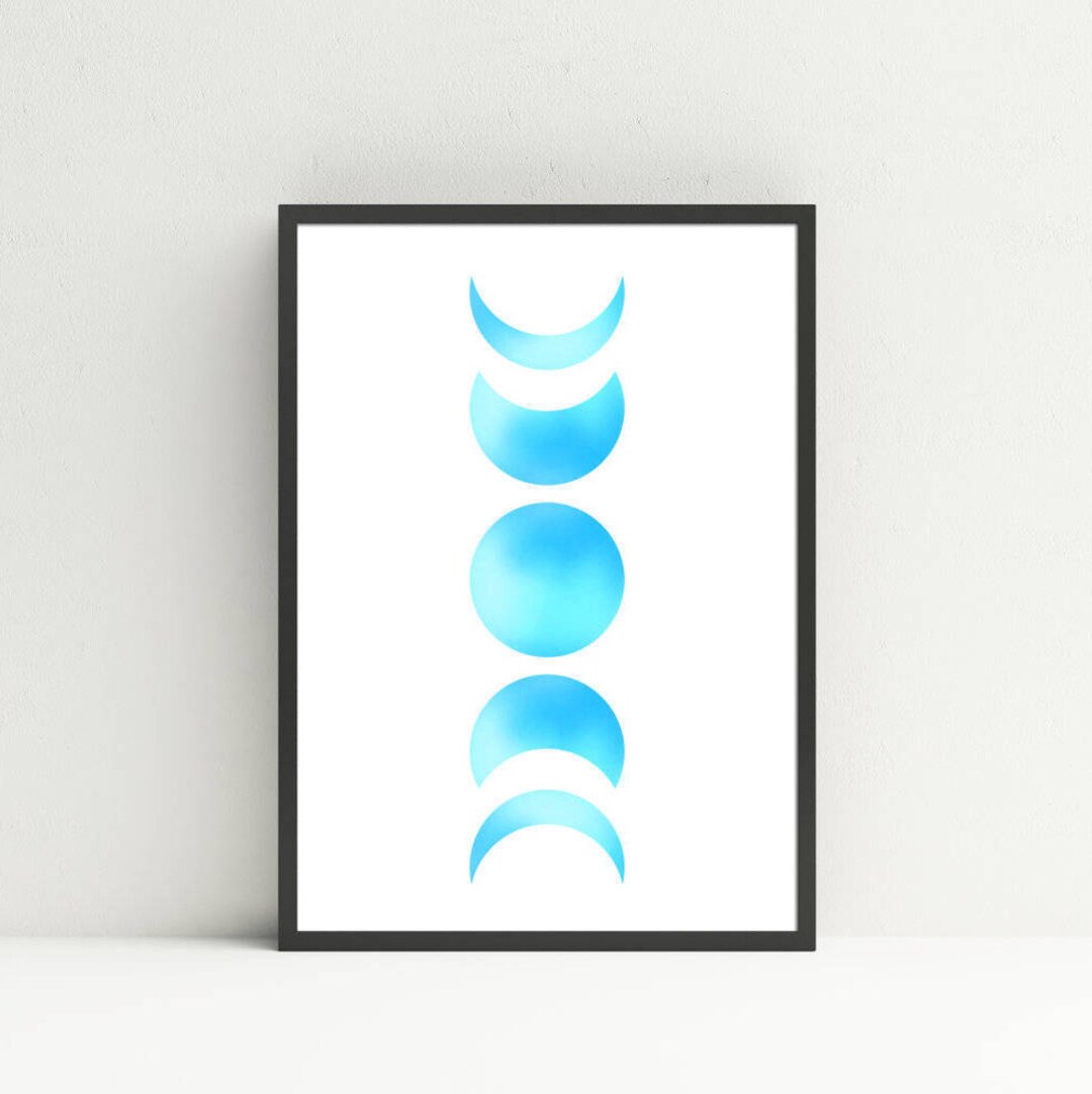 Blue Moon Phase Printable - Moon Cycle Print, Soft Watercolor Graphic ...