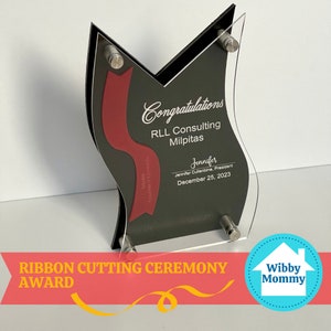 Personalized Ribbon Cutting Ceremony Trophy Award - Engraved Laser Cut ...