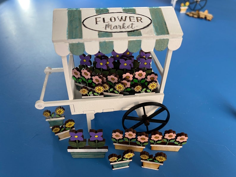 Paris Flower Cart Street Market Digital Laser Ready Files | Etsy