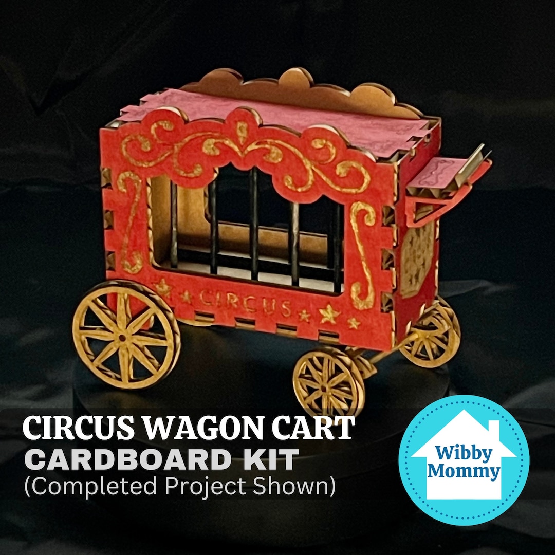 Circus Wagon Cart Cardboard Kit DIY Candy Stand Goodie Favor Box Decor ...