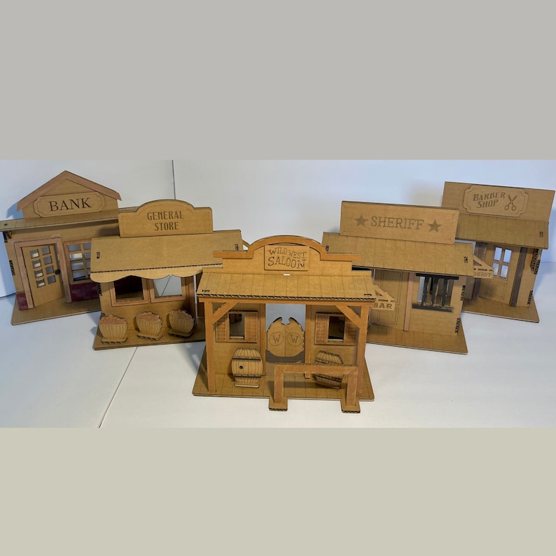 Wild West Buildings Dollhouse: Cardboard Laser Cut SVG Files (digital ...