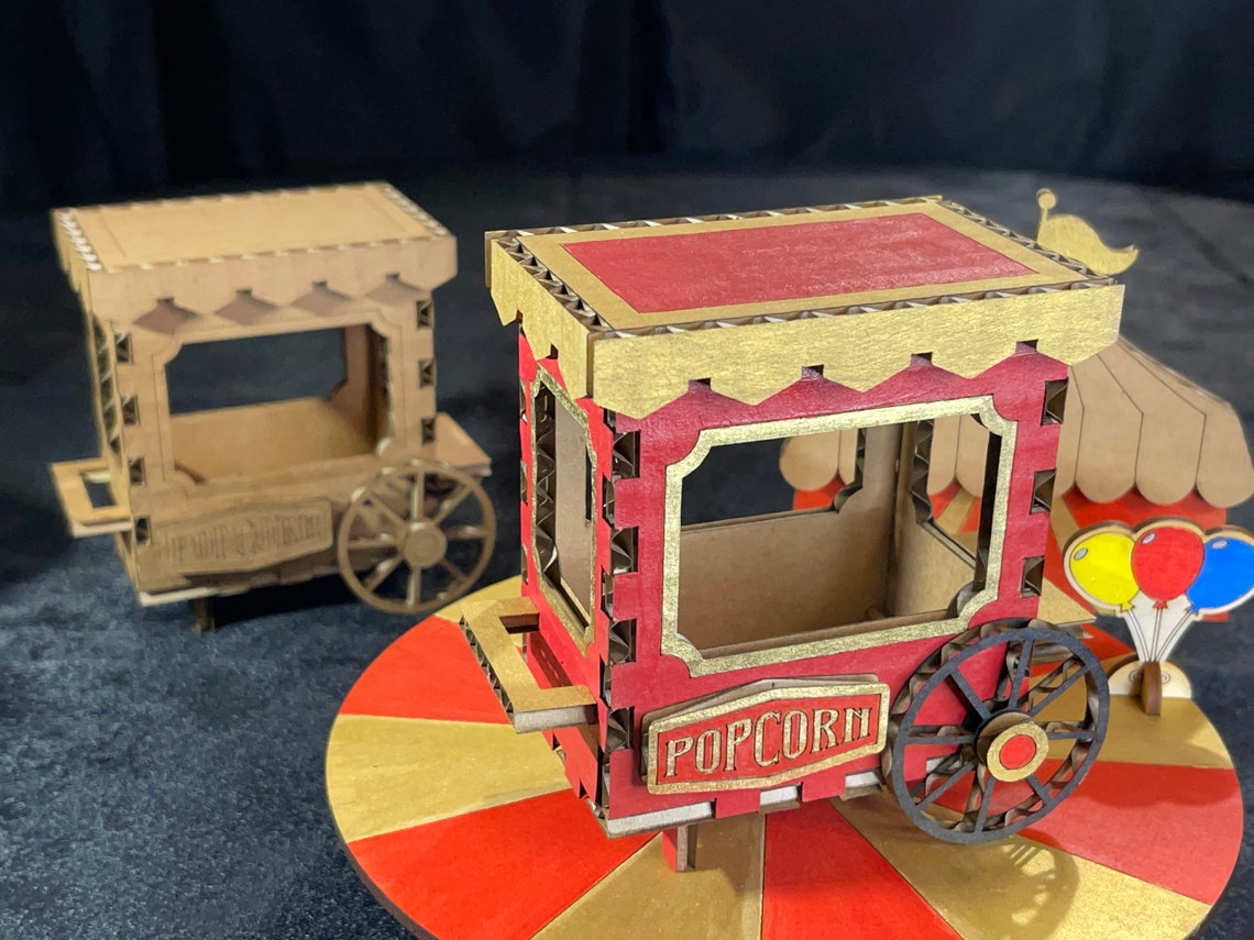 Popcorn Cart Cardboard Kit Candy Stand Goodie Favor Box Decor | Etsy