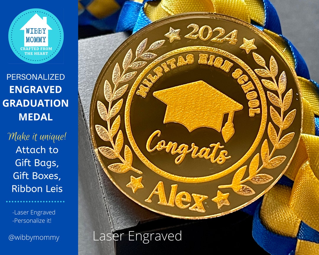 Personalized Graduation Medallion Keepsake Gift Award Gold Laser ...