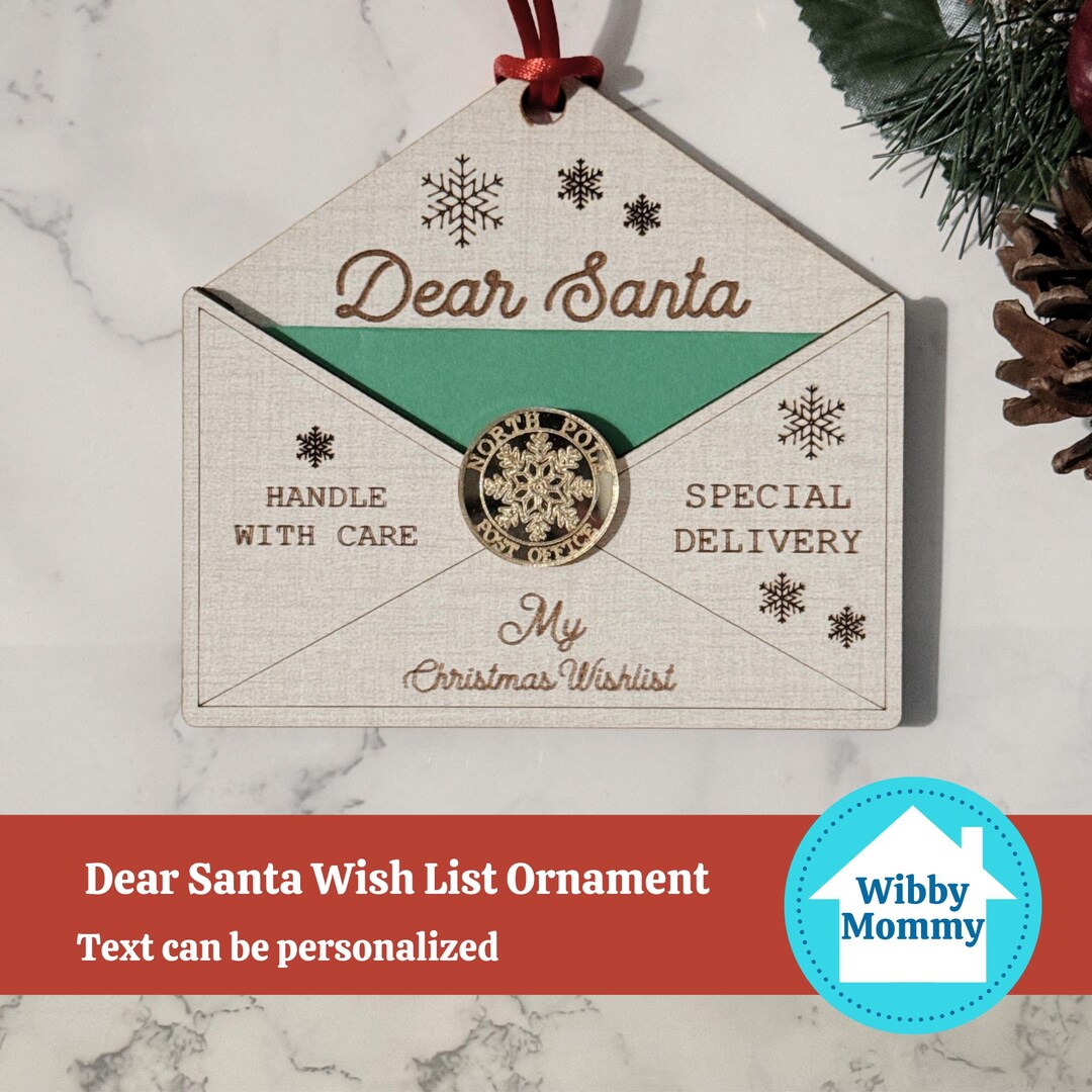 Dear Santa Wish List Laser Cut Wood Christmas Envelope Ornament - Etsy