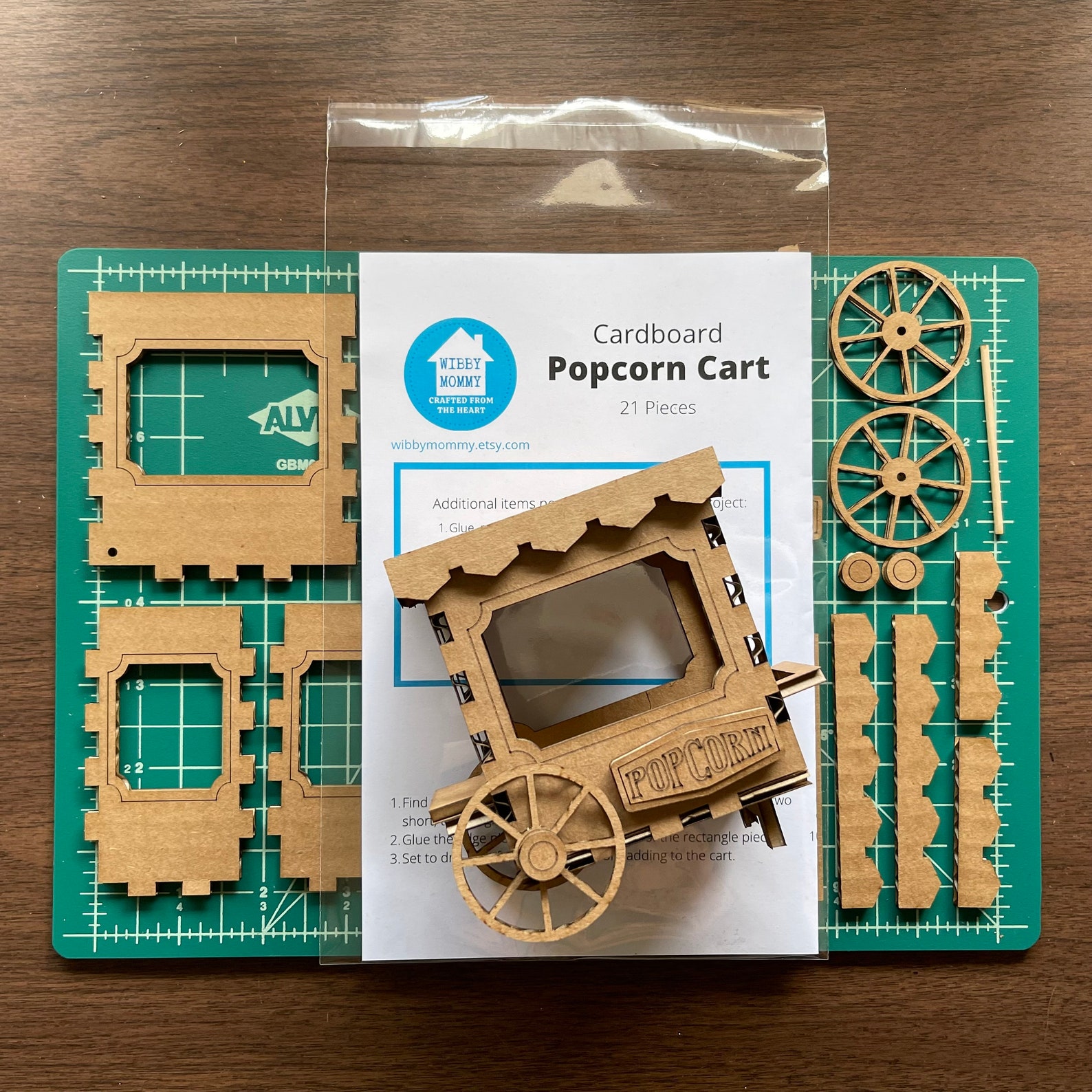 Popcorn Cart Cardboard Kit Candy Stand Goodie Favor Box Decor - Etsy
