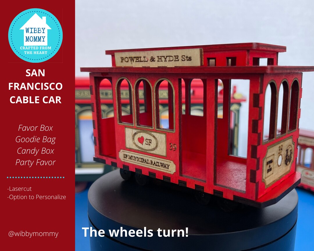 Cable Car Trolley Train, Candy Goodie Favor Box, Centerpiece Decor ...