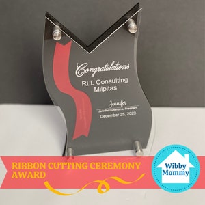 Personalized Ribbon Cutting Ceremony Trophy Award - Engraved Laser Cut ...