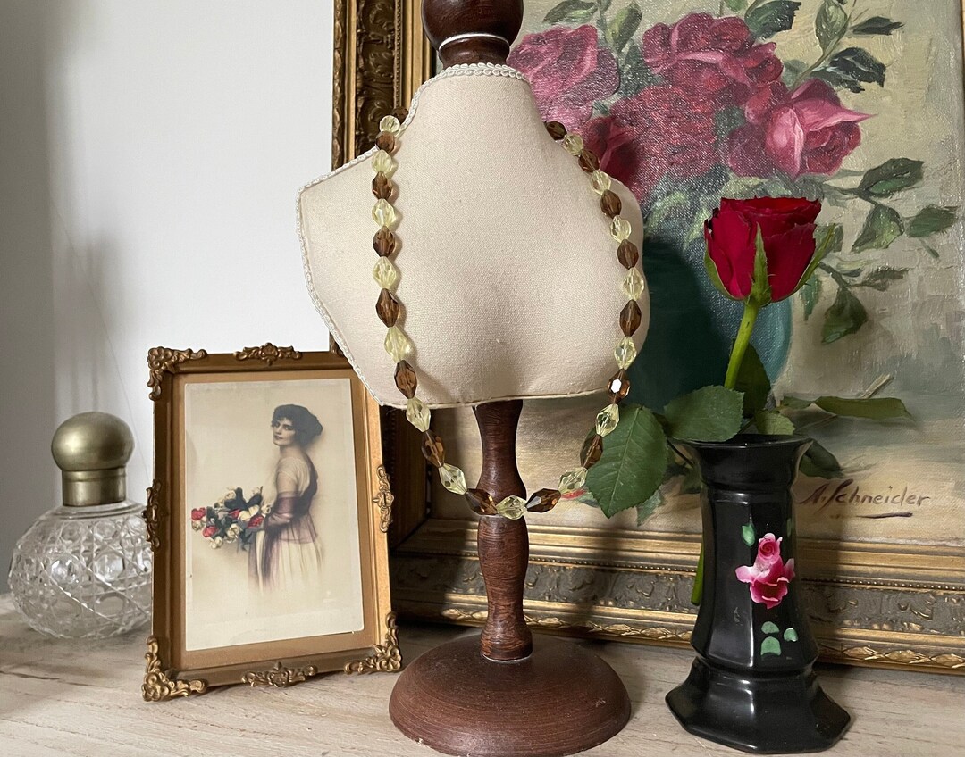 Vintage Glass Beaded Necklace - Etsy