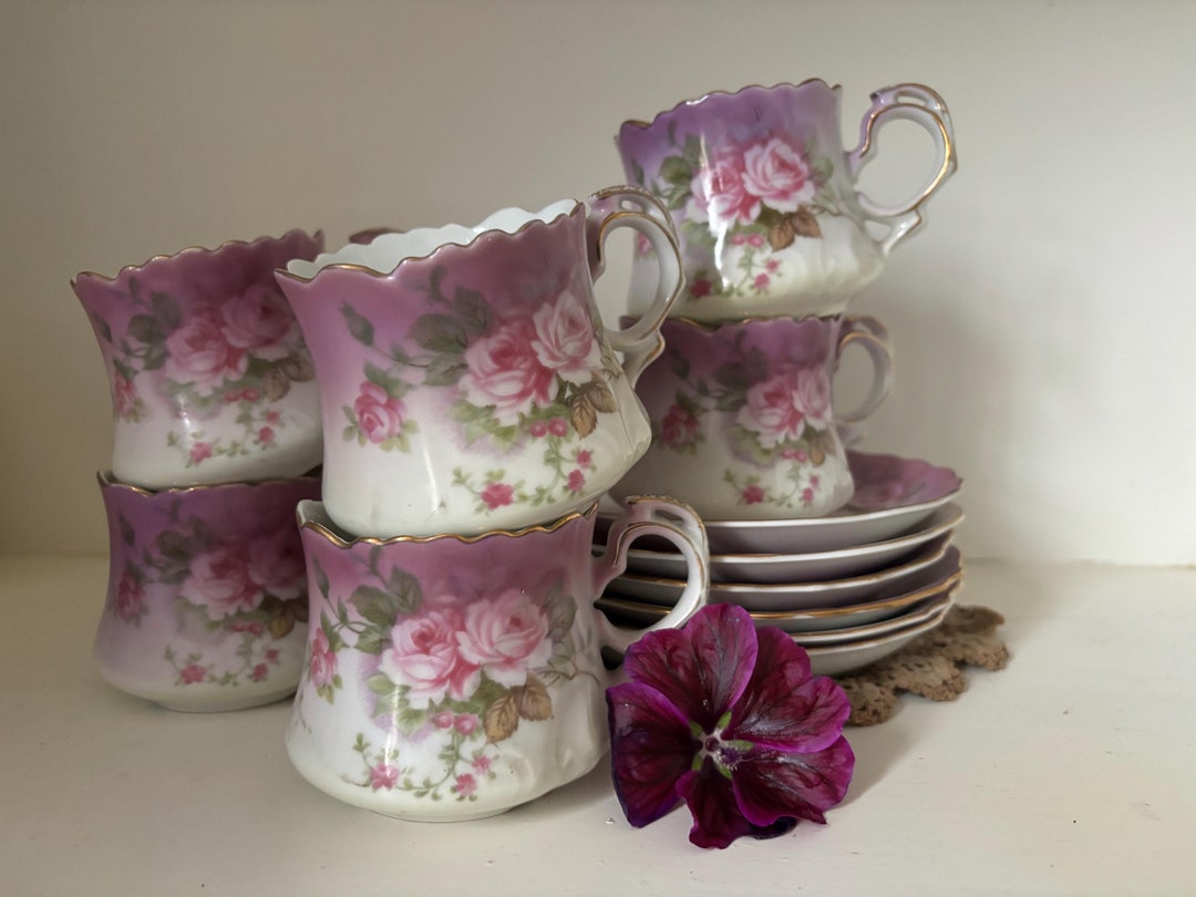 Vintage Lefton China Hand Painted Set of Six Floral Cup and Saucers - Etsy
