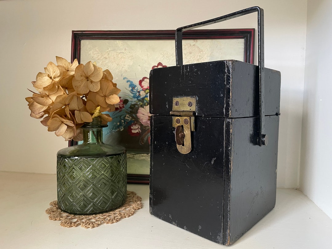 Vintage Black Wooden Box With Key - Etsy