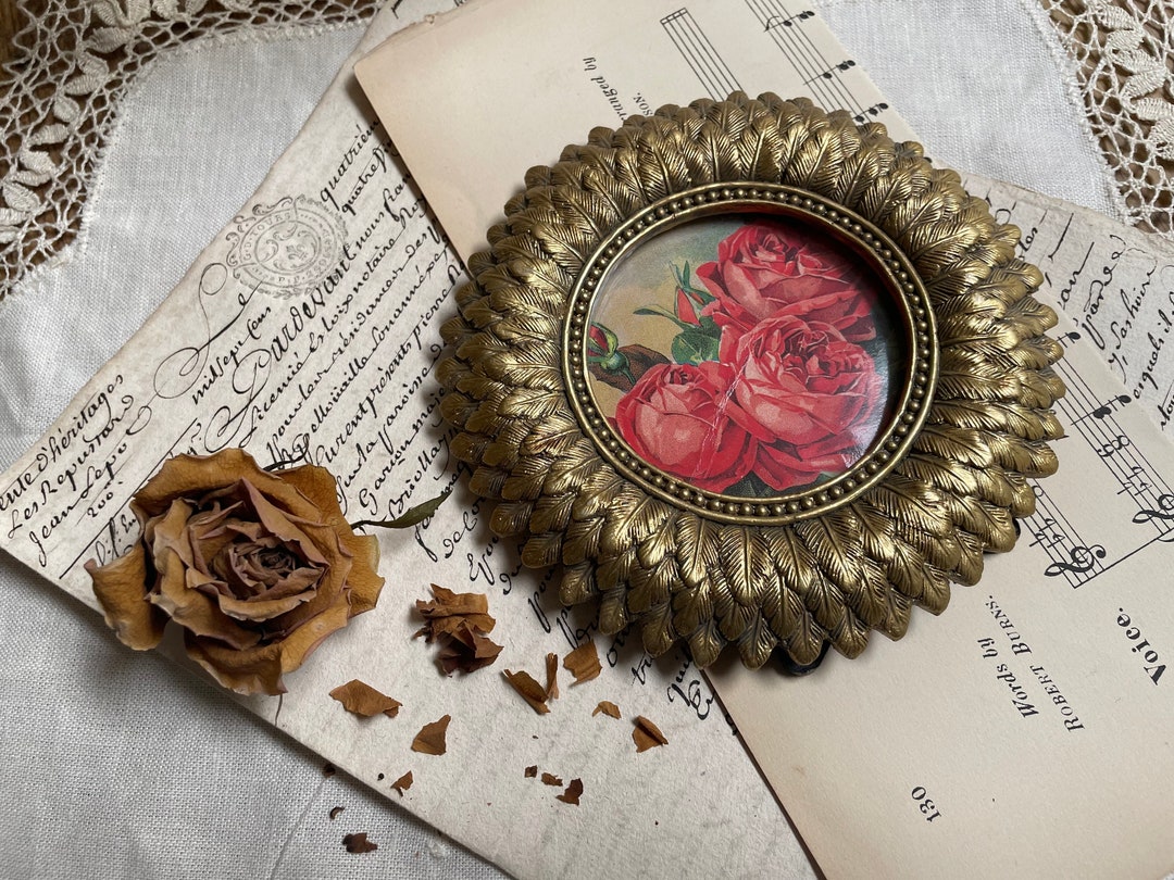 Vintage Gold Feathered Small Photo Frame - Etsy