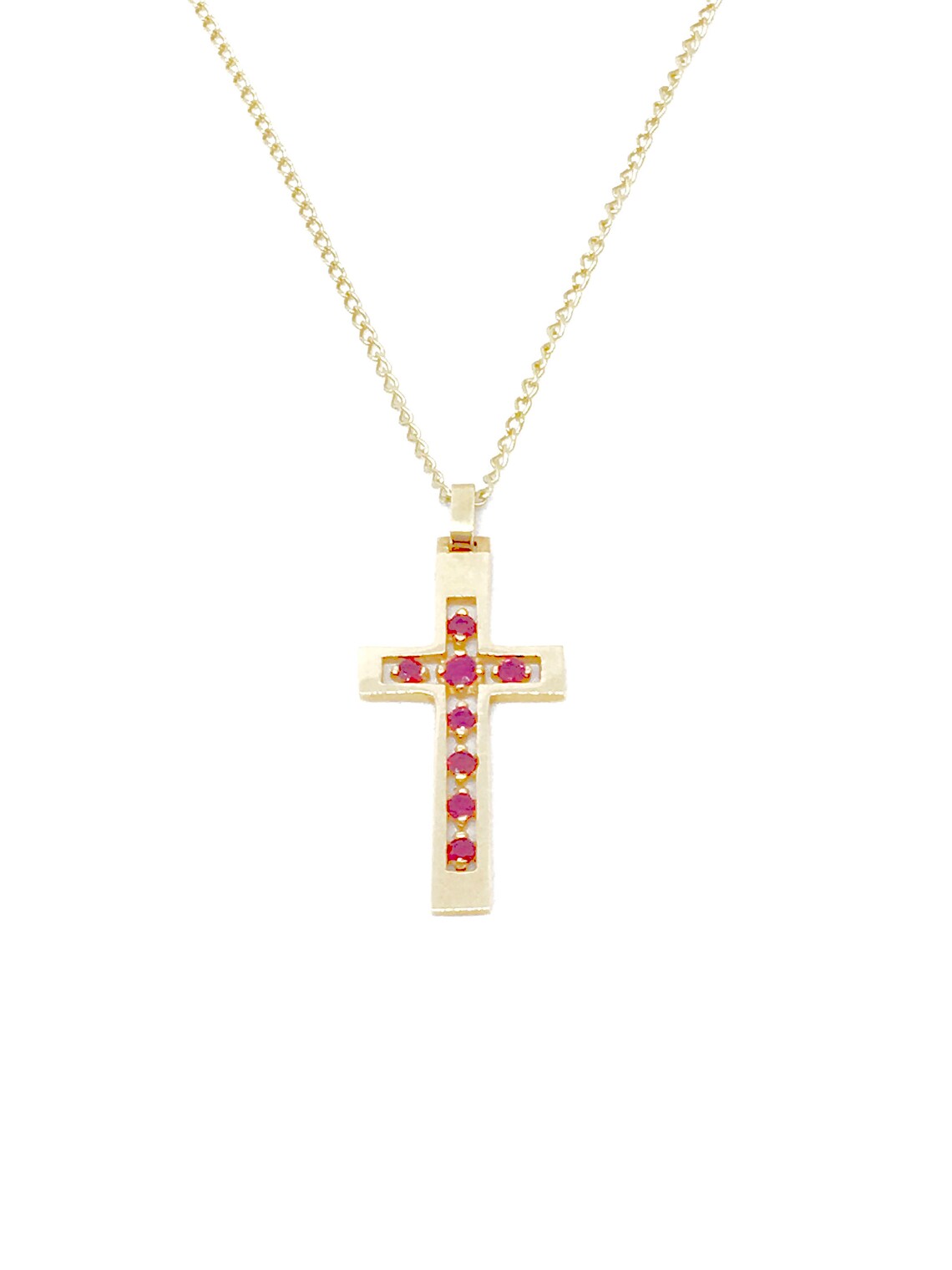 14K Gold Ruby Cross Pendant Genuine Ruby Gold Cross Gift - Etsy