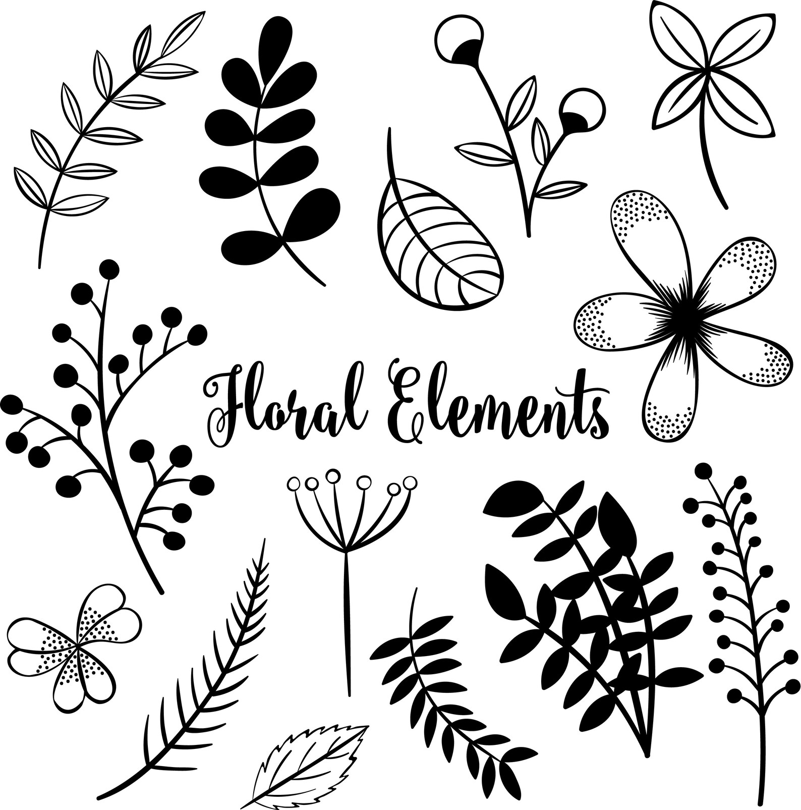 SVG Floral Elements, Bundle, Pack, Cricut, Glowforge, Silhouette, Laser ...