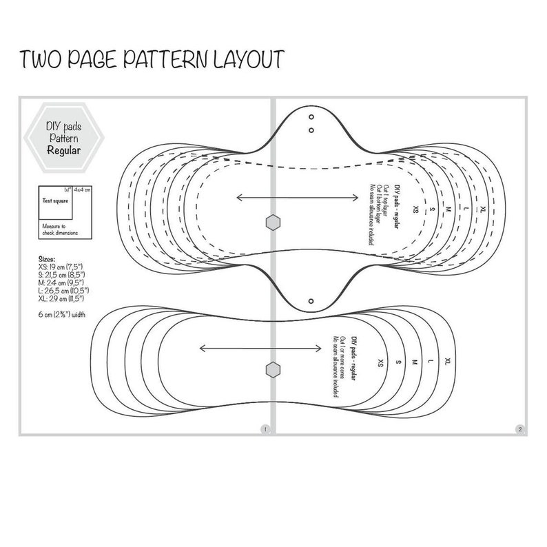 The Best DIY Menstrual Pads Sewing Pattern in Pdf, Sizes XS, S, M, L ...