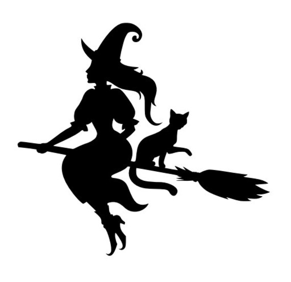 Halloween Flying Witch on Broomstick SVG Dxf Eps Png Pdf - Etsy