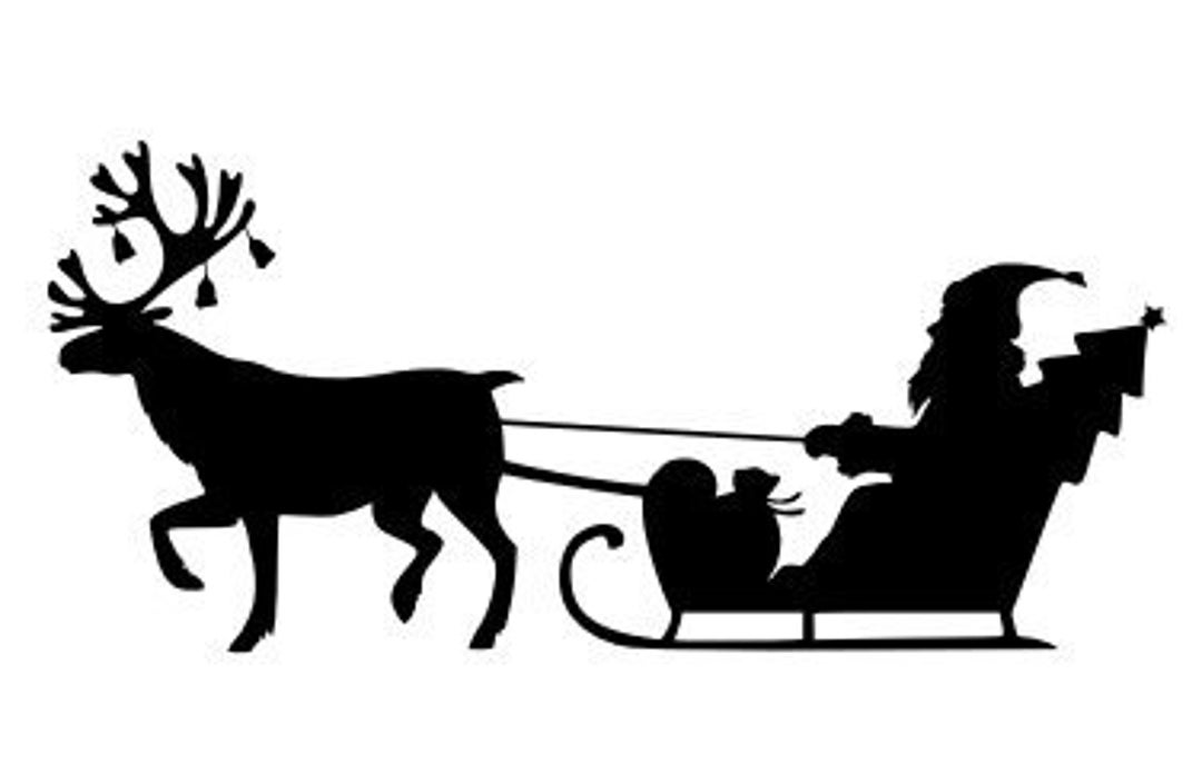 Santa Claus and Flying Reindeer Sleigh Christmas Svg Deer, Cricut ...