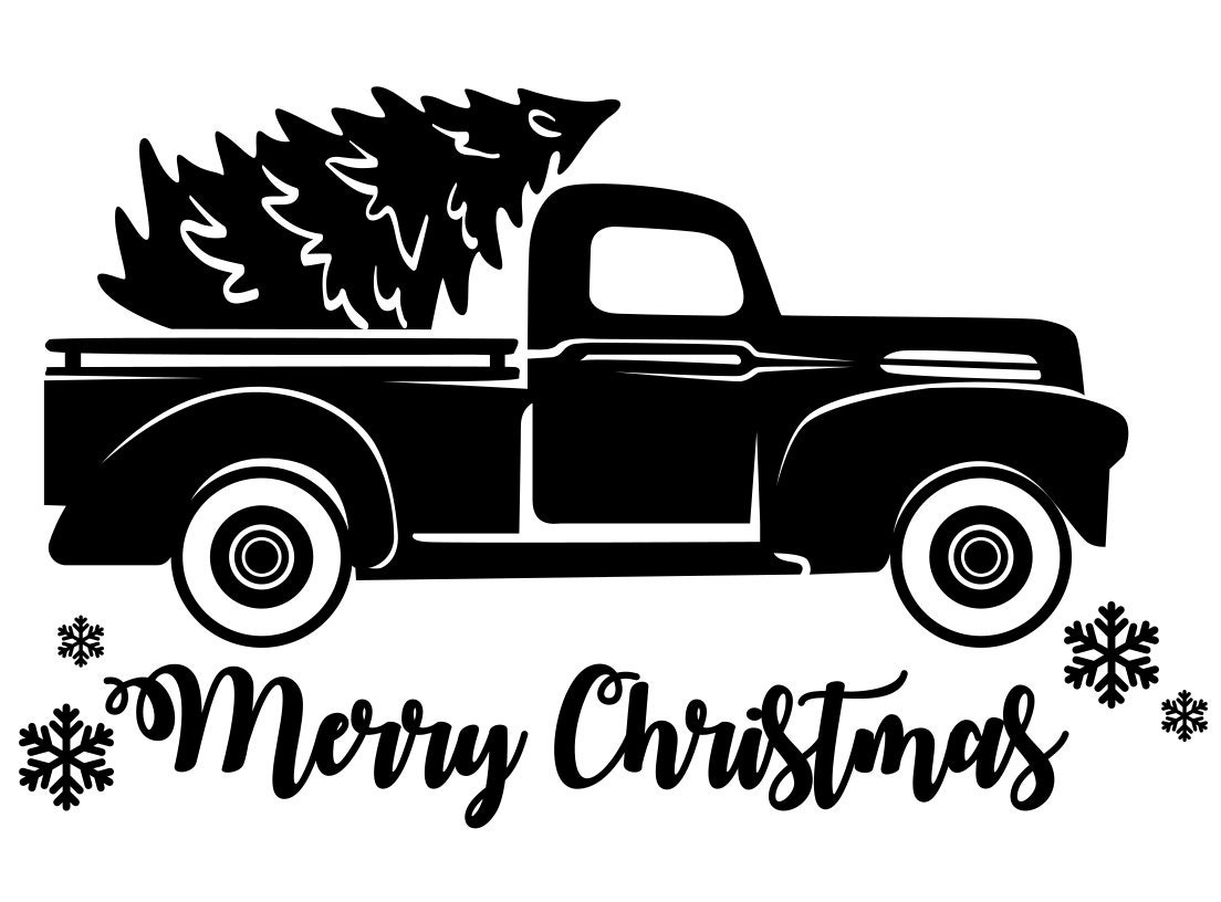 SVG Merry Christmas Truck Tree Cut File Dxf Pdf Png Eps - Etsy
