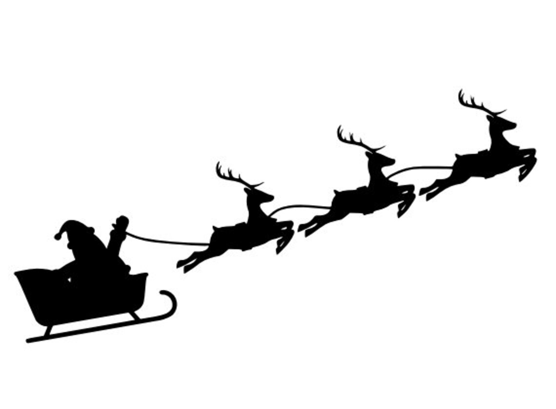 Santa Claus and Flying Reindeer Sleigh Christmas Svg Deer, Cricut ...