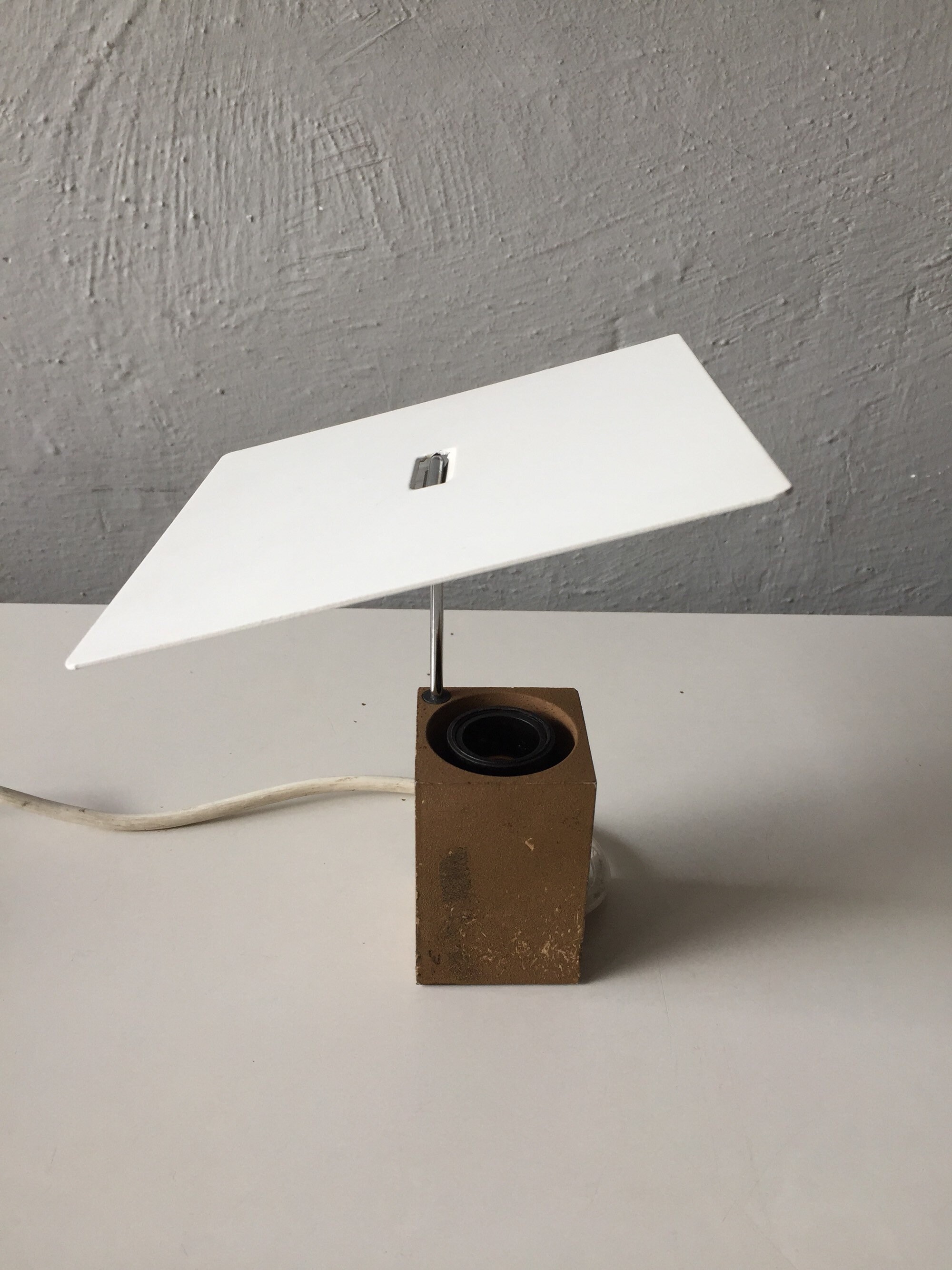 ARTELUCE Italy Model 610 Table Lamp - Stone Base - Metal Square ...