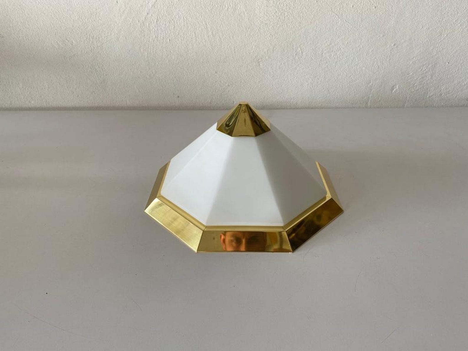 Pyramid Design Opal Glass and Gold Metal Flush Mount Ceiling - Etsy