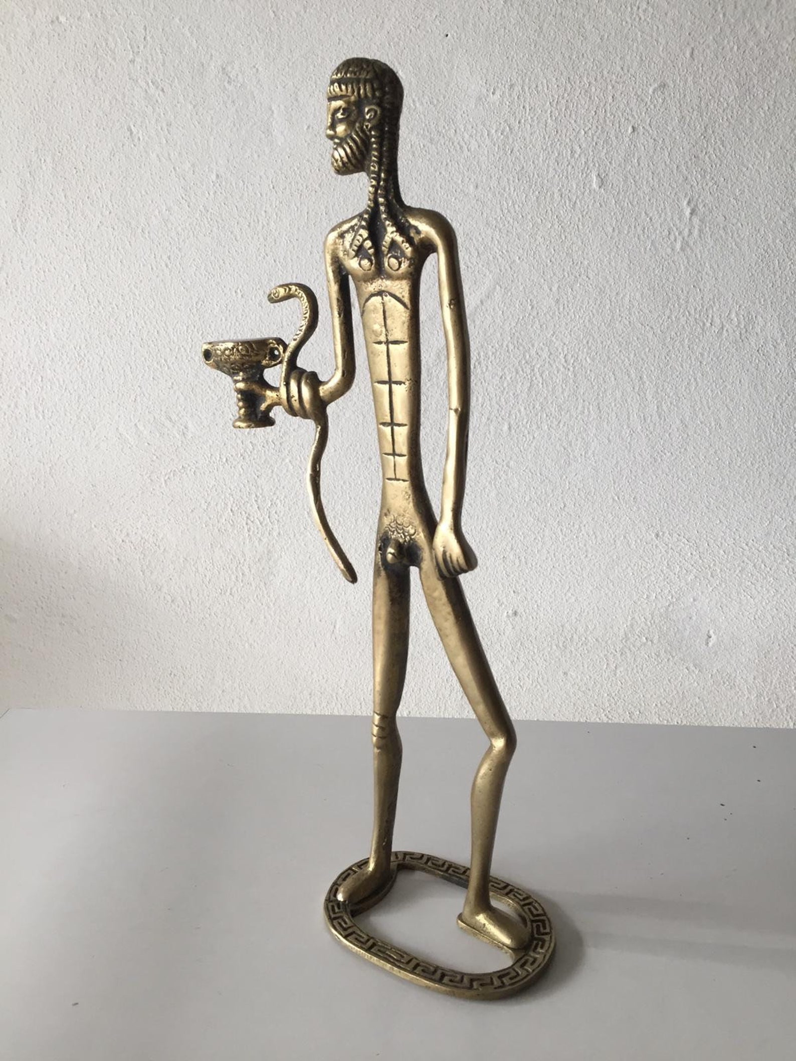 Brass Outstanding Ancient Man With Snake & Trophy Figurine - Etsy