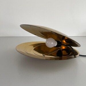 Mid-century Modern Rare Large Clam Shell Design Brass Table Lamp by ...