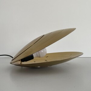Mid-century Modern Rare Large Clam Shell Design Brass Table Lamp by ...