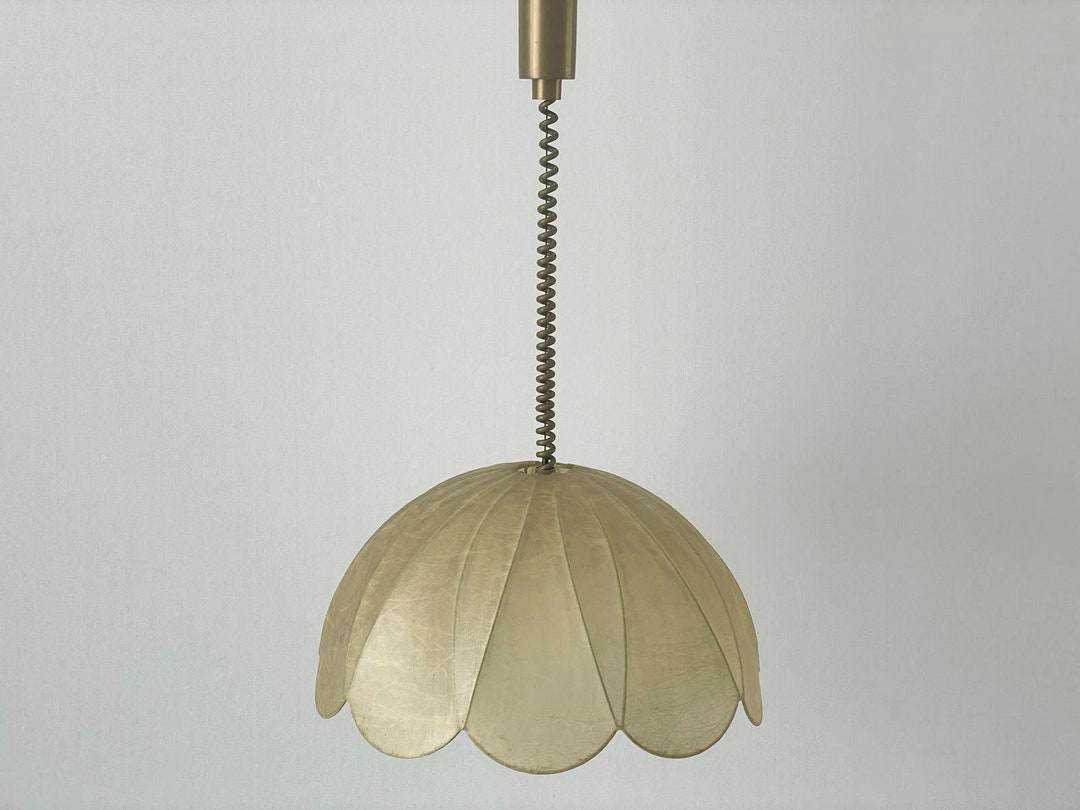 Flower Design Cocoon Adjustable Shade Pendant Lamp by Goldkant, 1960s ...