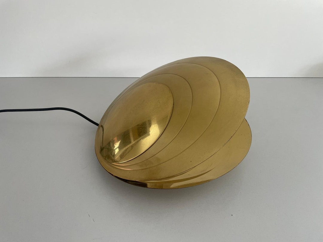 Mid-century Modern Rare Large Clam Shell Design Brass Table Lamp by ...