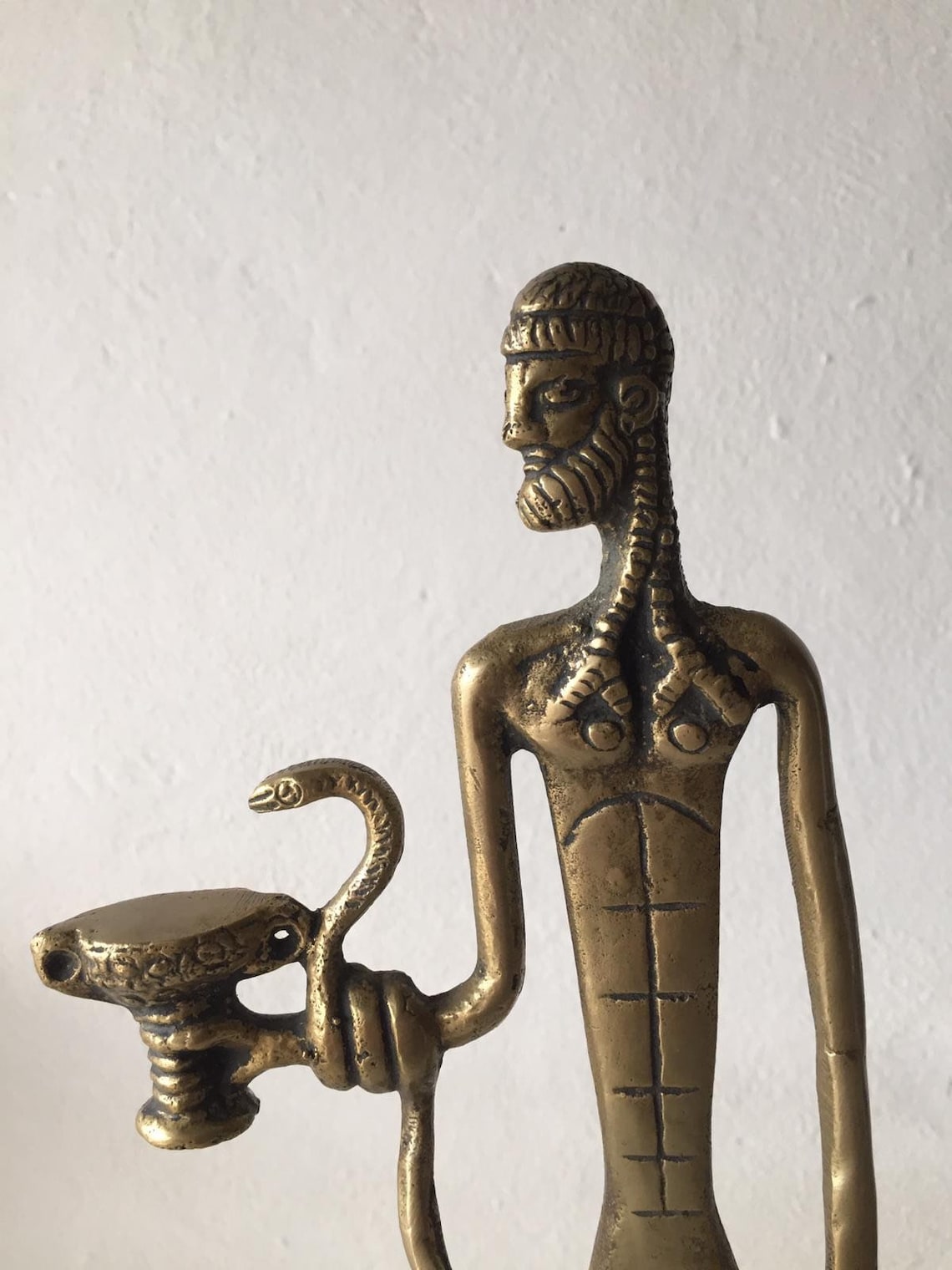 Brass Outstanding Ancient Man With Snake & Trophy Figurine - Etsy