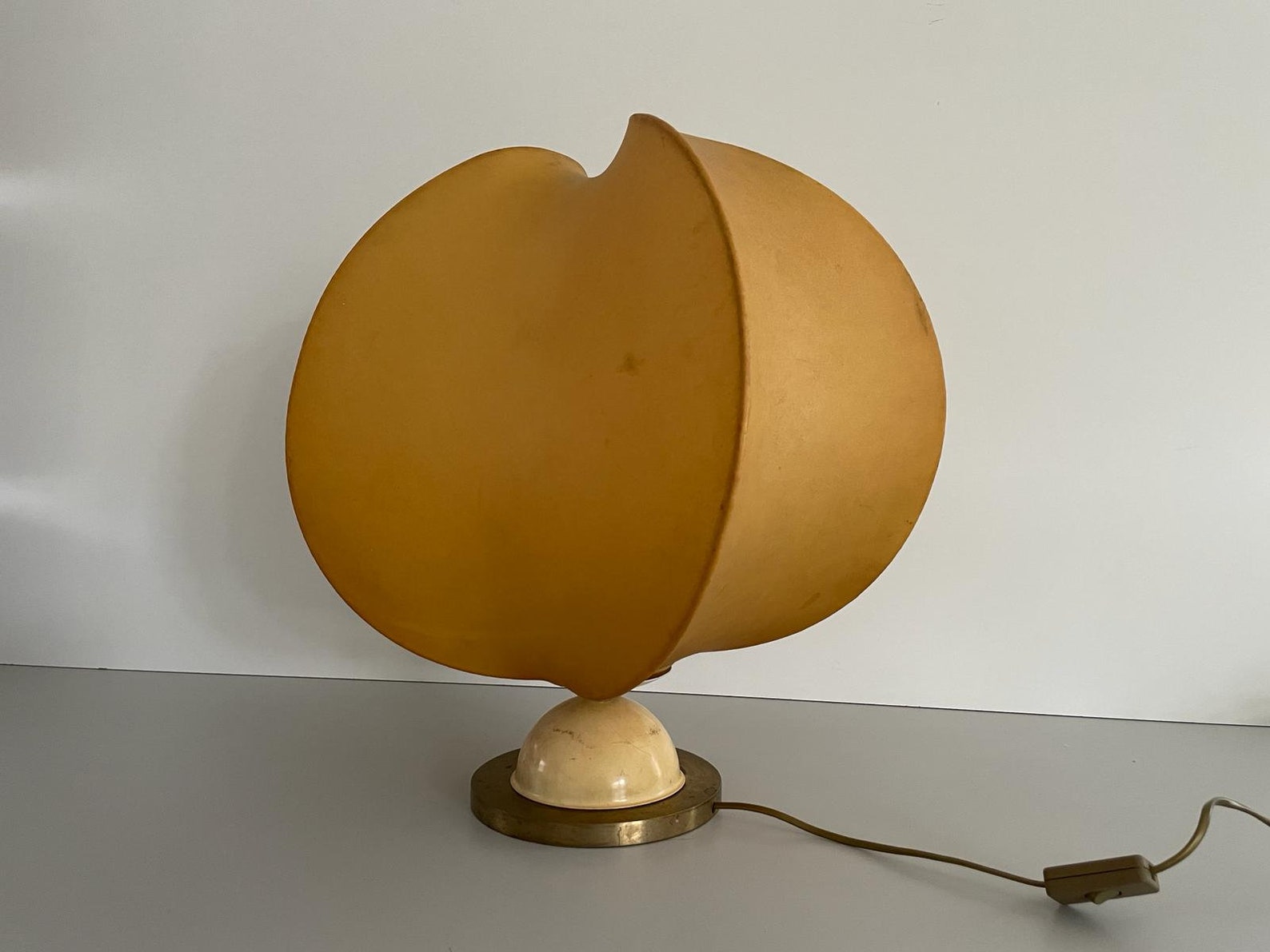 Italian XL Cocoon Shade Table Lamp With Brass Base, Italy, 1960s - Etsy