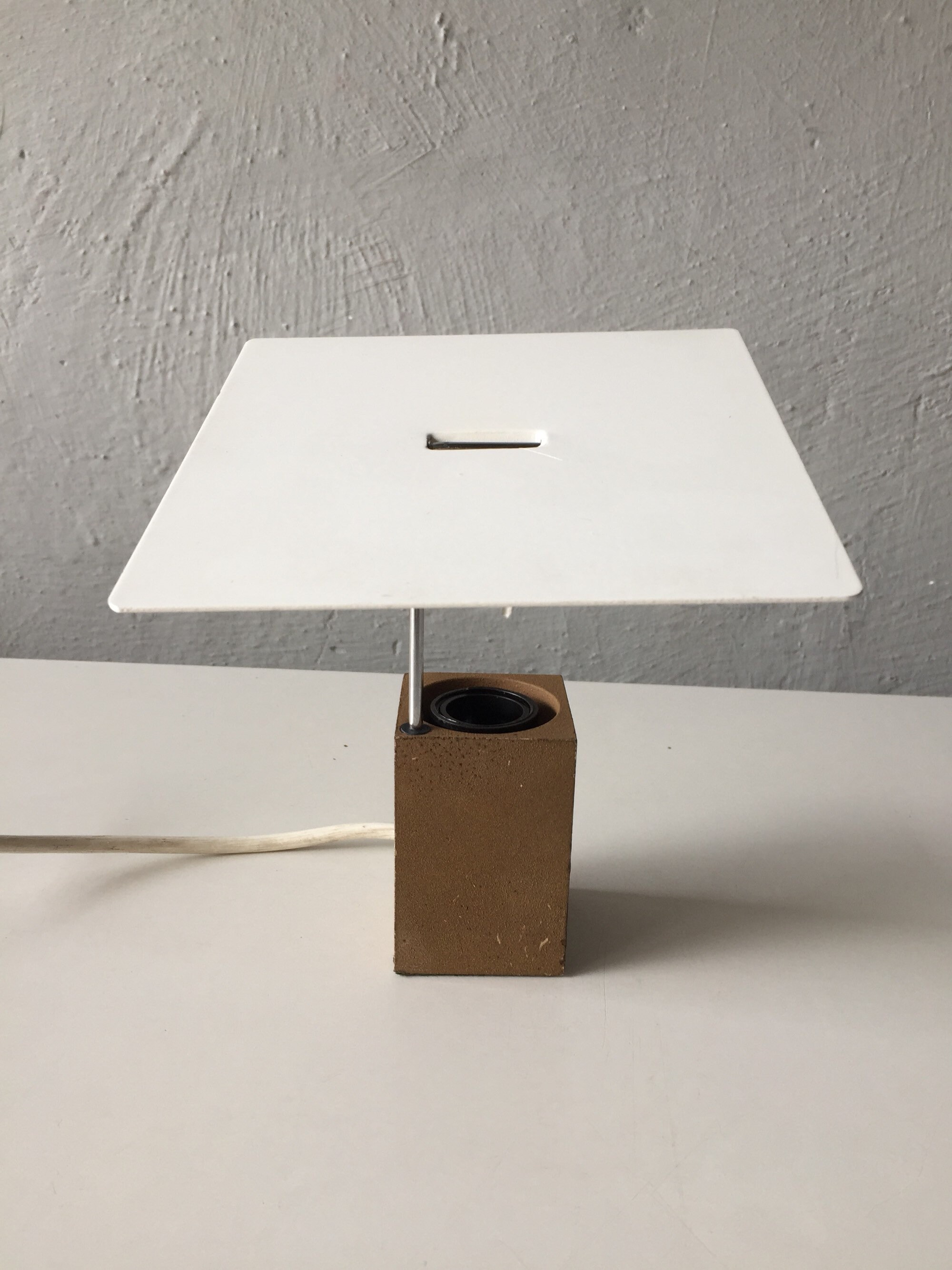 ARTELUCE Italy Model 610 Table Lamp - Stone Base - Metal Square ...