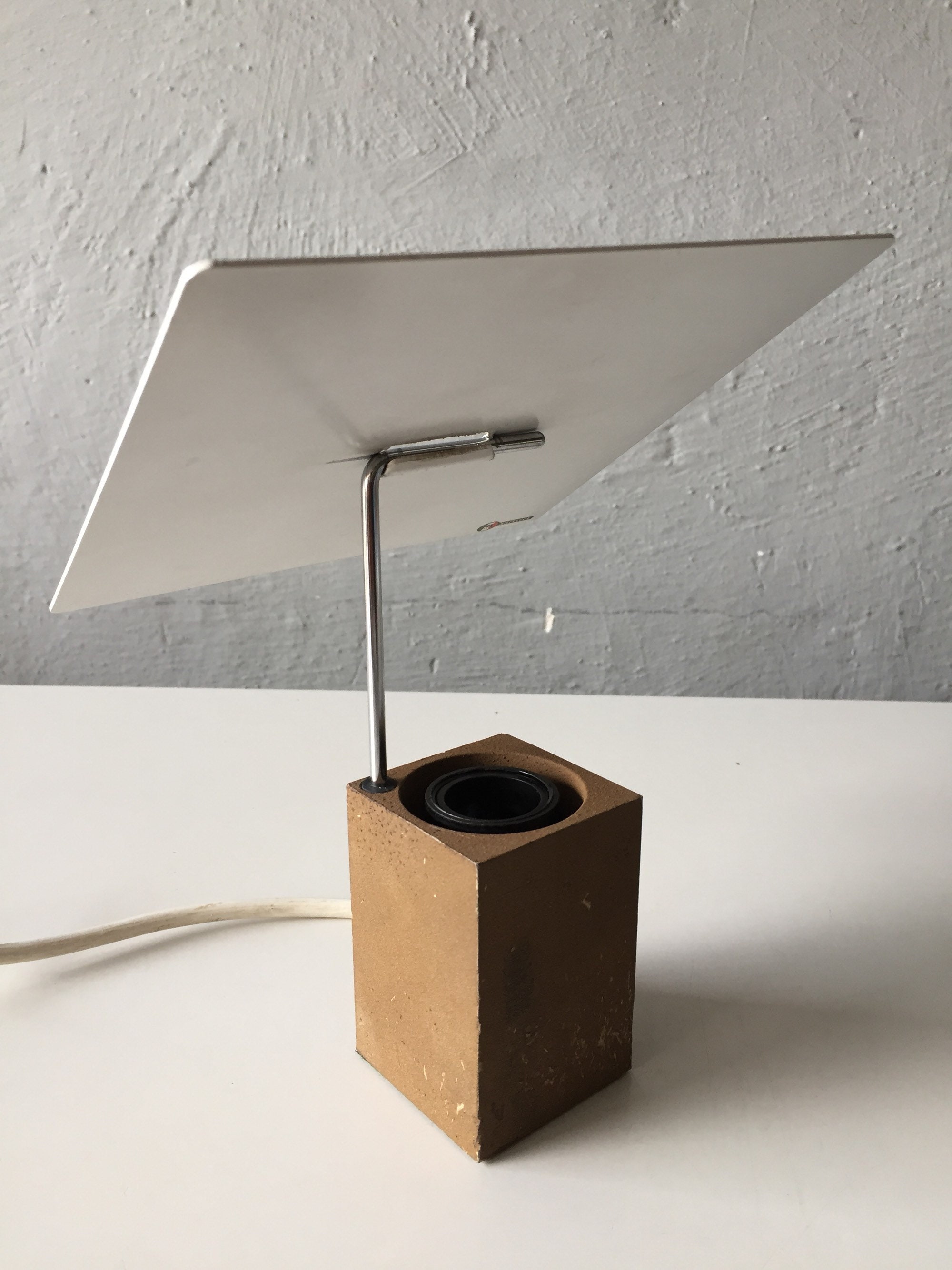 ARTELUCE Italy Model 610 Table Lamp - Stone Base - Metal Square ...