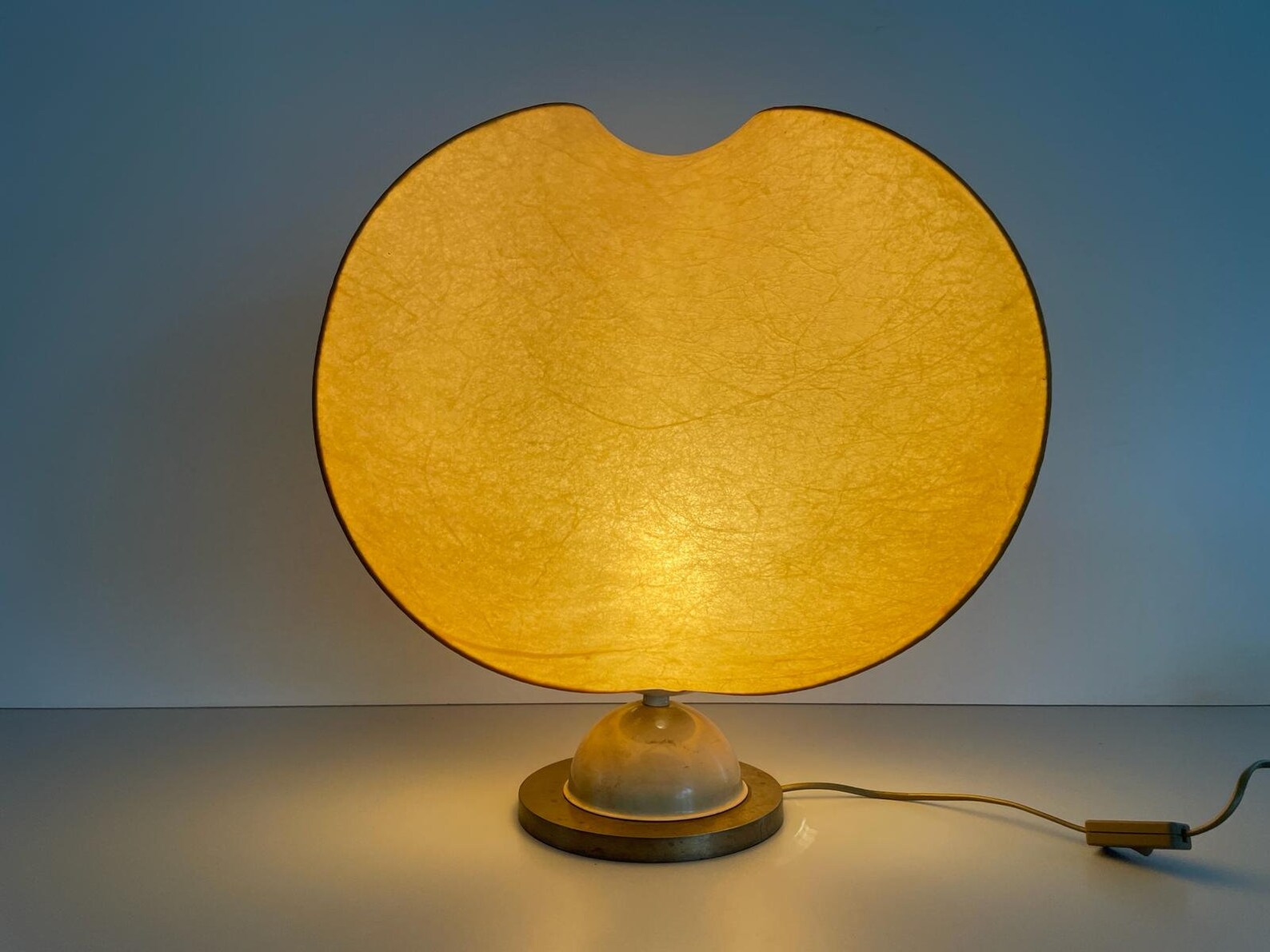 Italian XL Cocoon Shade Table Lamp With Brass Base, Italy, 1960s - Etsy