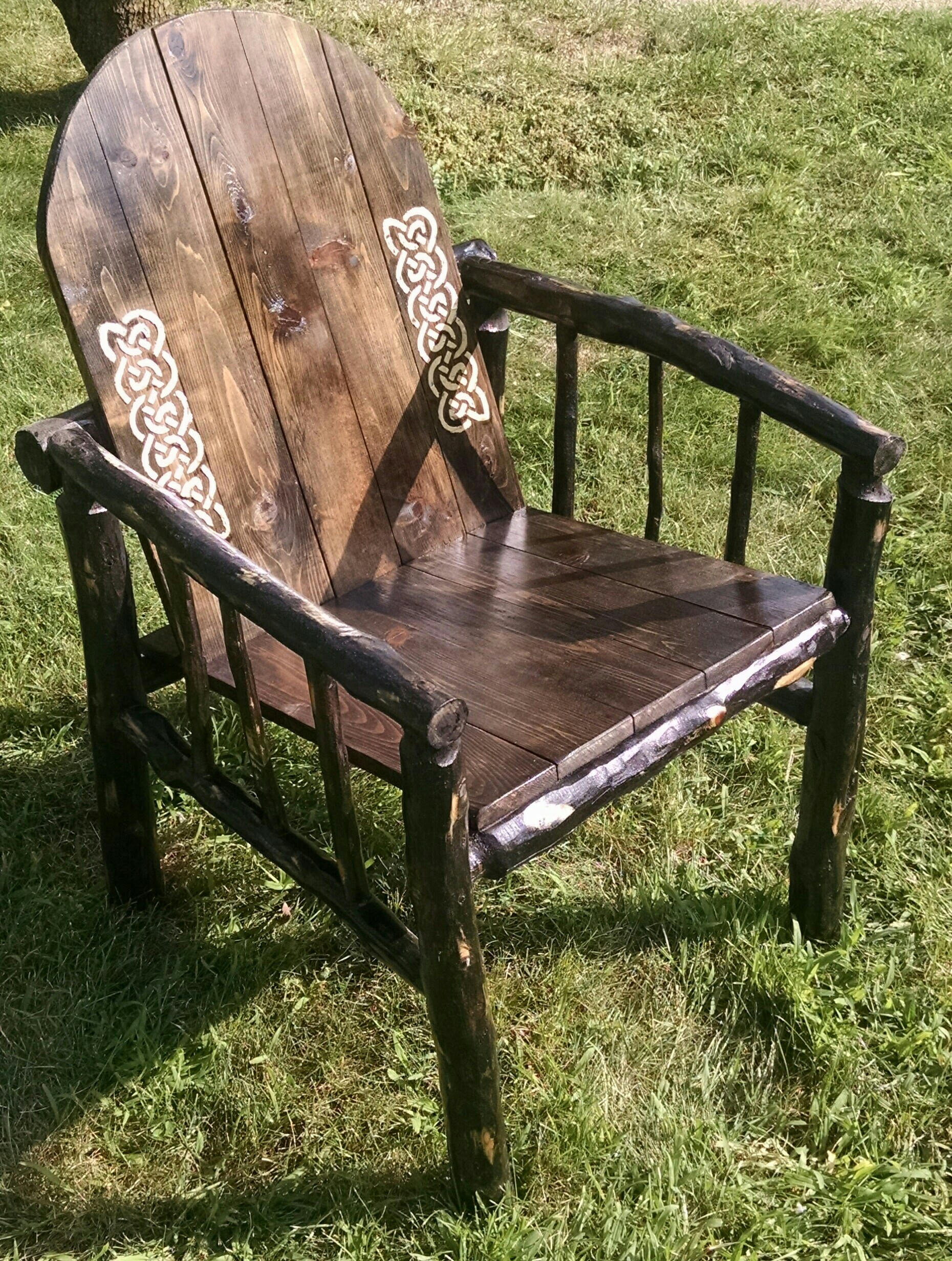 Handmade Rustic Cedar Chair With Celtic Design-local Pick-up Only - Etsy UK