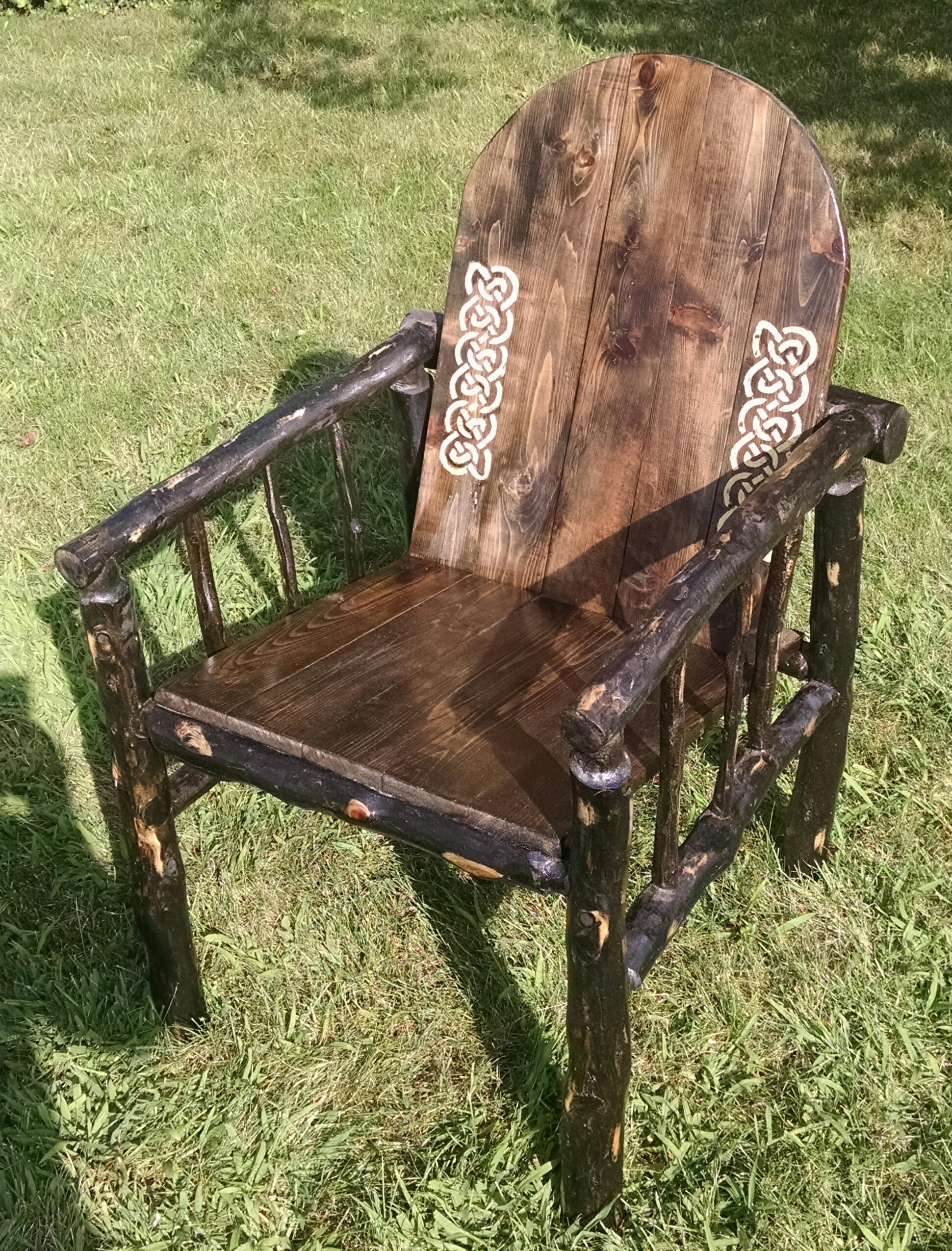 Handmade Rustic Cedar Chair With Celtic Design-local Pick-up Only - Etsy UK