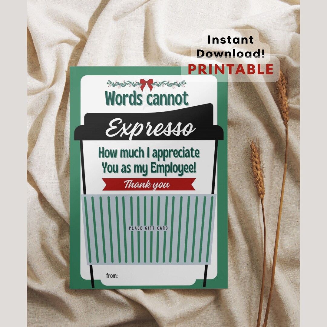 PRINTABLE Gift Card Holder Employee Gift Card Christmas - Etsy