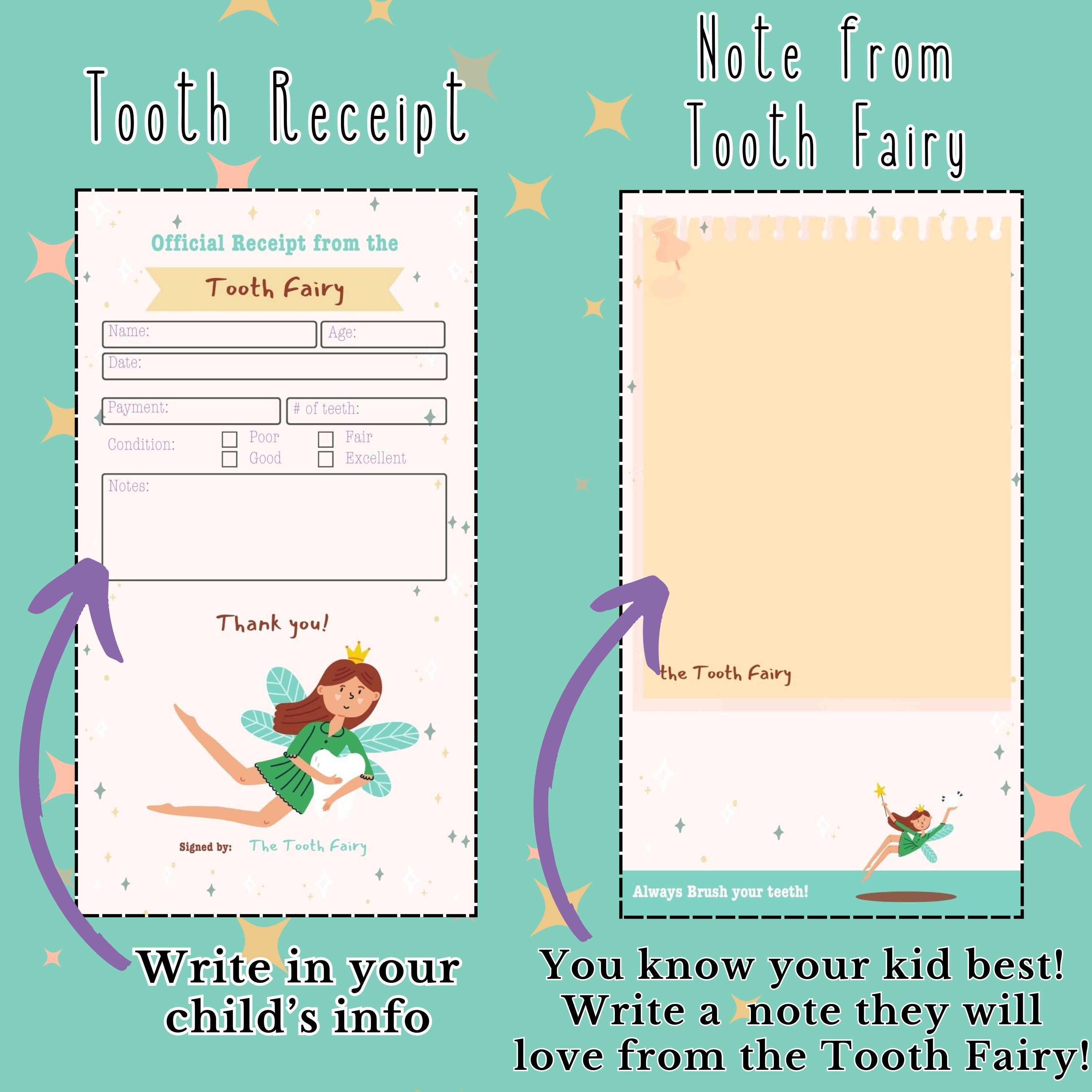 Tooth Fairy Receipt Printable, Toothfairy Letter, First Tooth Fairy ...