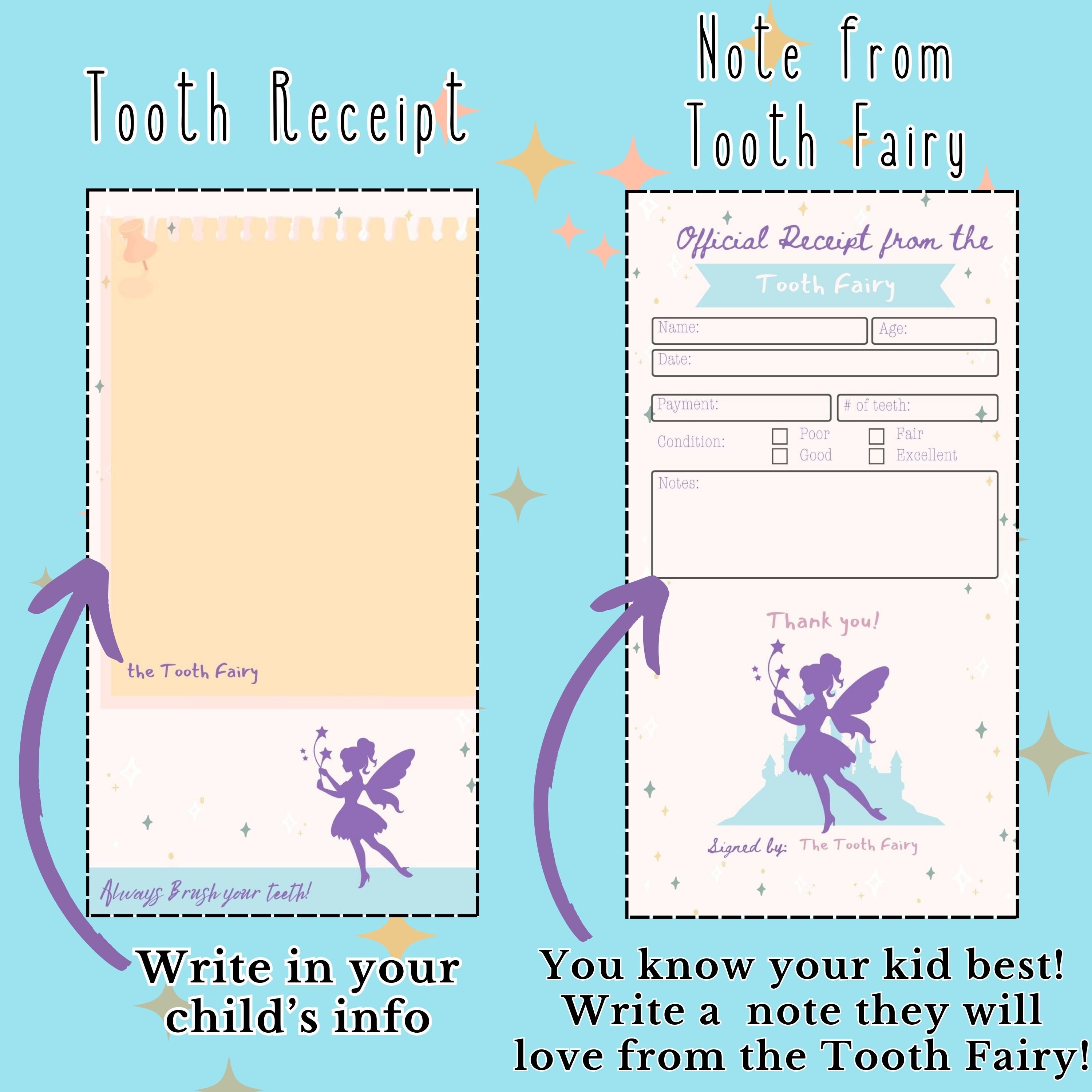Tooth Fairy Receipt Printable, Toothfairy Letter, First Tooth Fairy ...