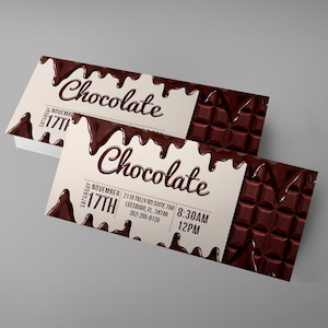 Chocolate Ticket, Chocolate Invitation Ticket, Chocolate Birthday ...