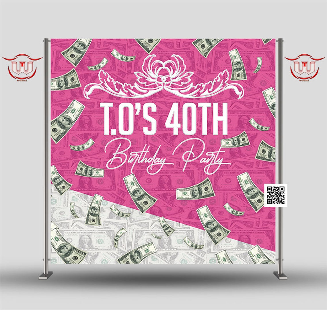 Pink and White Money Birthday Backdrop Money Birthday Photo | Etsy