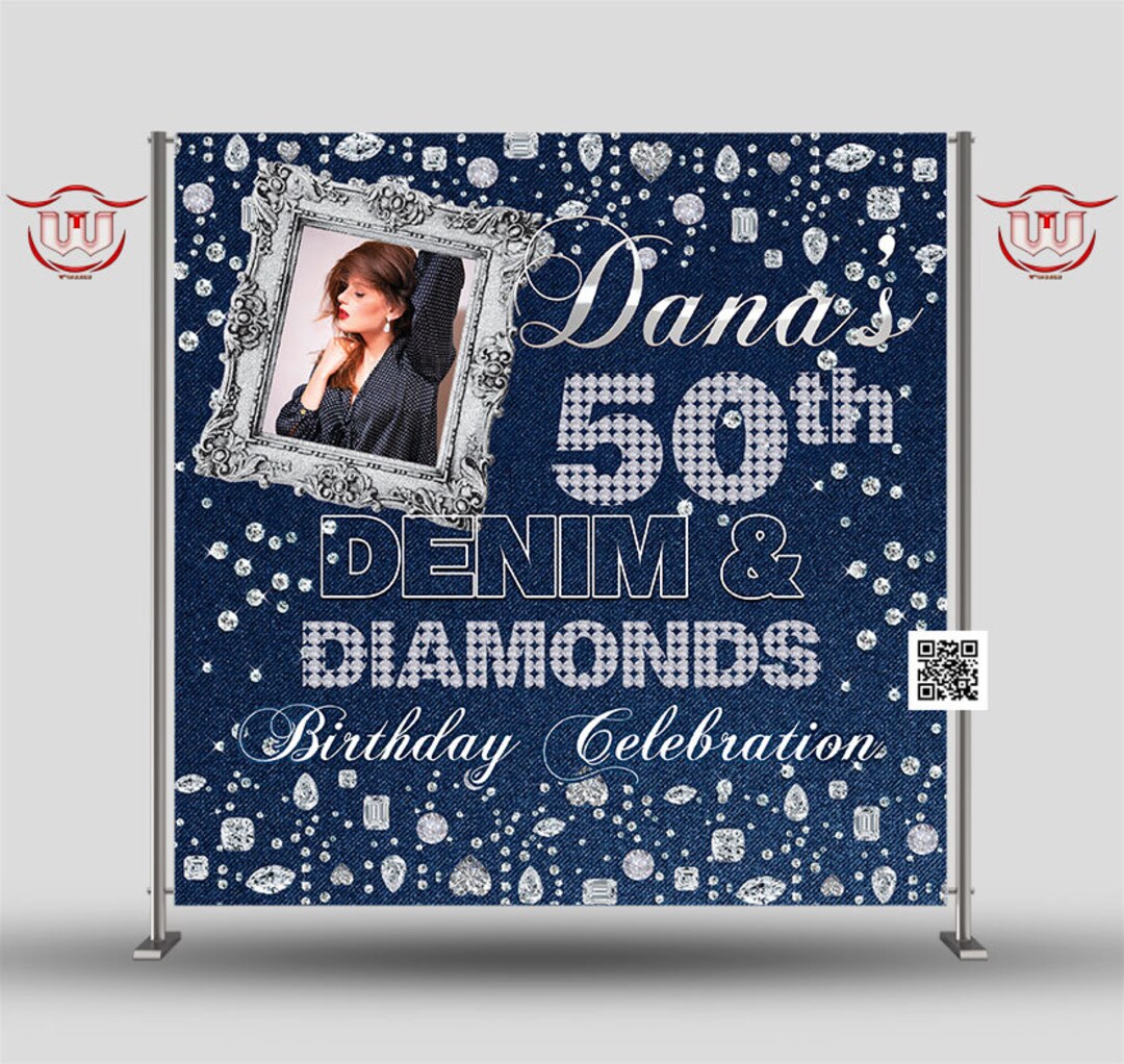 Denim and Diamond Birthday Party Backdrop, Denim Birthday Photo ...