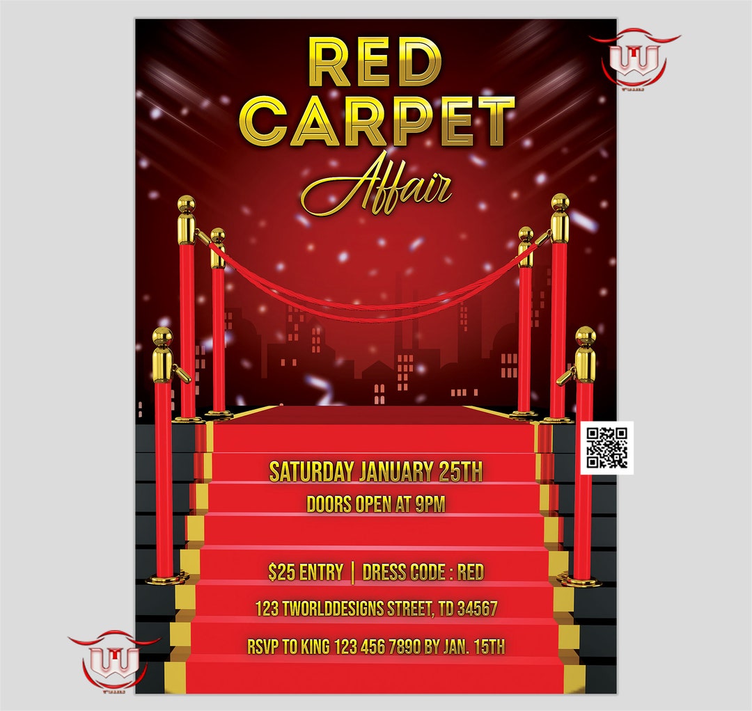 Red Carpet Invitation, Red Carpet Flyer, Red Carpet Affair Invitation ...