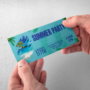 Summer Invitation Ticket, Summer Ticket, Summer Party Invitation ...