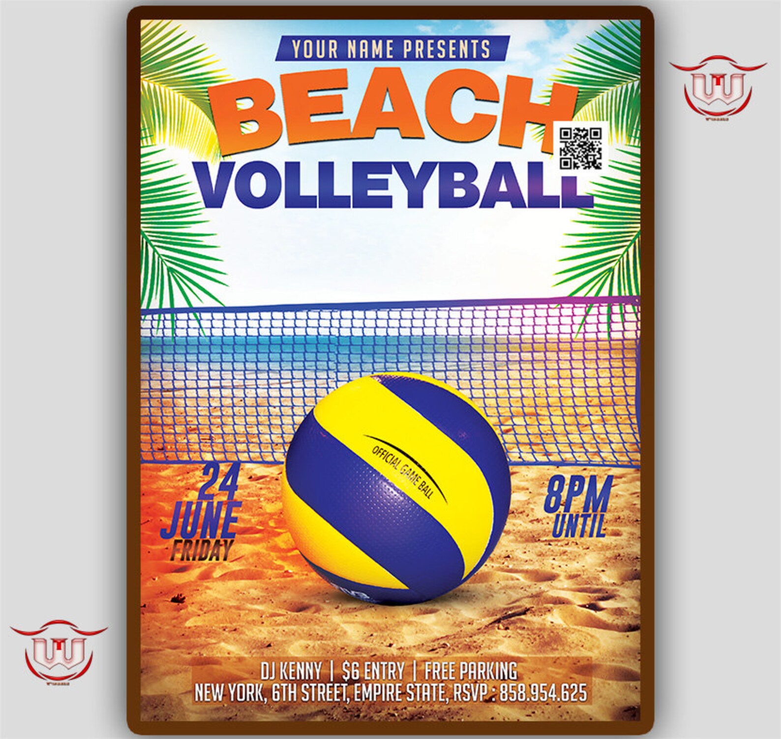 Beach Volleyball Flyer Beach Volleyball Invitation - Etsy