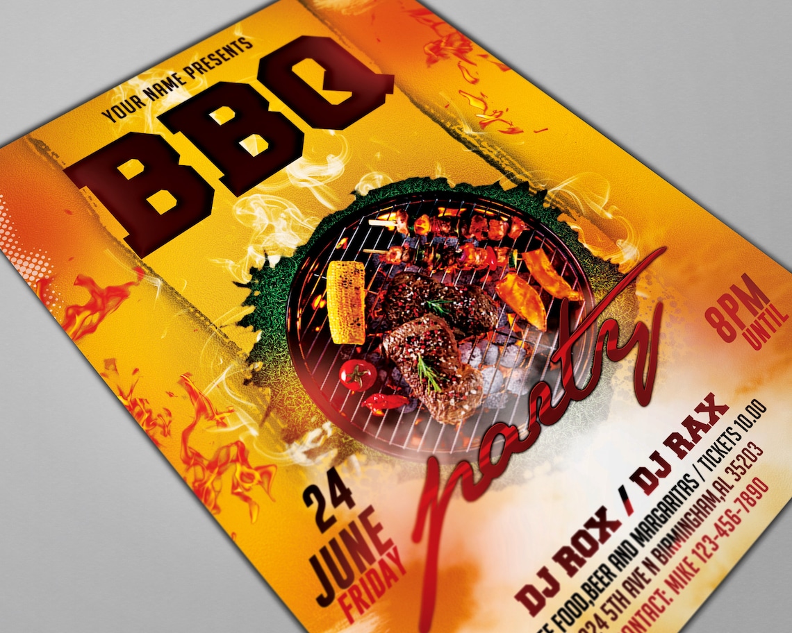 BBQ Flyer BBQ Invitation Barbecue Flyer Bbq Party Invite - Etsy
